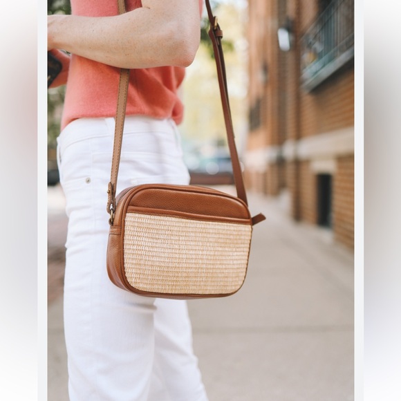 J. Crew | Bags | Jcrew Raffia Camera Bag Crossbody Warm Sepia Tan ...